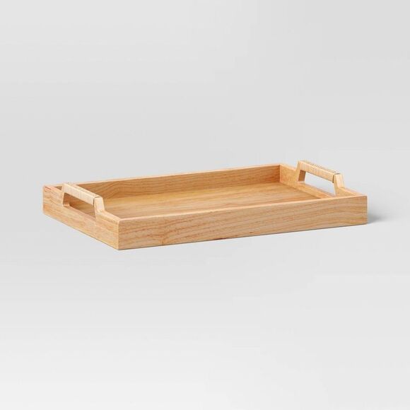 Threshold | Dining | Threshold Decorative Wood Tray Acacia Side Handles ...
